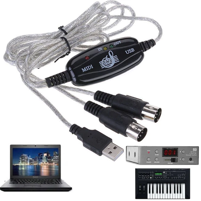 KEYBOARD TO PC Adapter MIDI 5-Pin to USB Music Recording Converter ...
