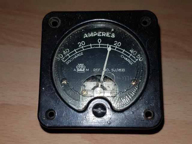 WWII WW2 RAF Spitfire 5U/1635 Ammeter Gauge Aircraft Cockpit Instrument ...