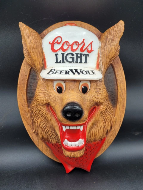 RARE VINTAGE 1987 COORS LIGHT Beer Wolf 3-D Face Bar Pub Sign Man Cave ...
