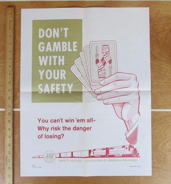 VINTAGE 1960S AMERICAN Railroads AAR Safety Poster 'Don't Gamble ...