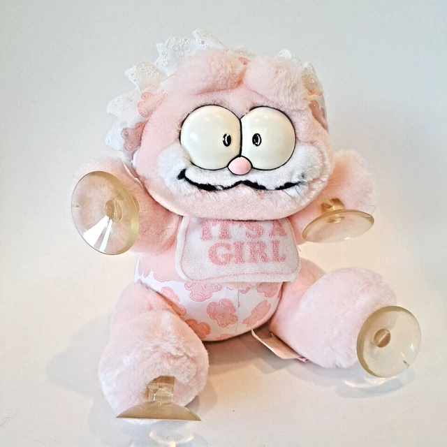 HTF 1981 DAKIN Garfield Pink Baby Girl "It's A Girl" Window Clinger ...