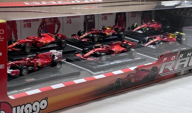 BURAGO FERRARI RACING Formula 1 F1 6x 1:43 Scale Diecast Metal 6 Pack ...