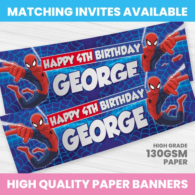 SPIDERMAN BIRTHDAY BANNER Personalised Any Name Photo Party Banner Girl ...