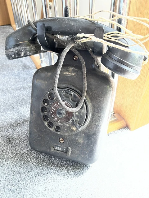 VINTAGE SIEMENS 1930S Bakelite Metal Rotary Dial Telephone Wall Mounted ...