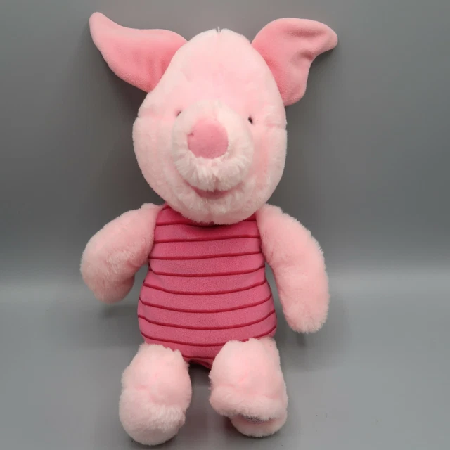 DISNEY STORE PIGLET Plush Stuffed Animal Winnie The Pooh 14" Pink Pig w ...