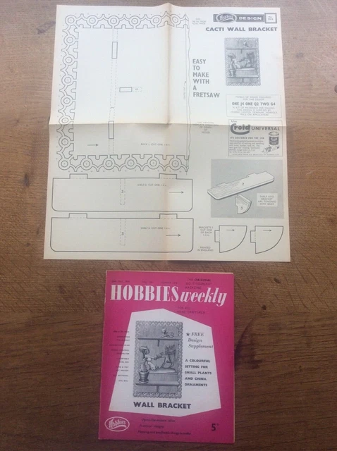 1959 HOBBIES WEEKLY Magazine Fold out Plan Design to make Cacti Wall ...