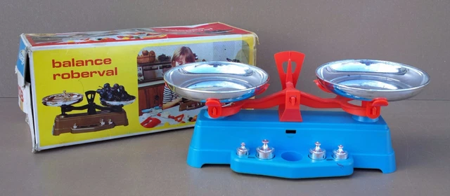 JOUET BALANCE ROBERVAL POIDS vintage MOB SUPER JOUET plastique BOITE ...