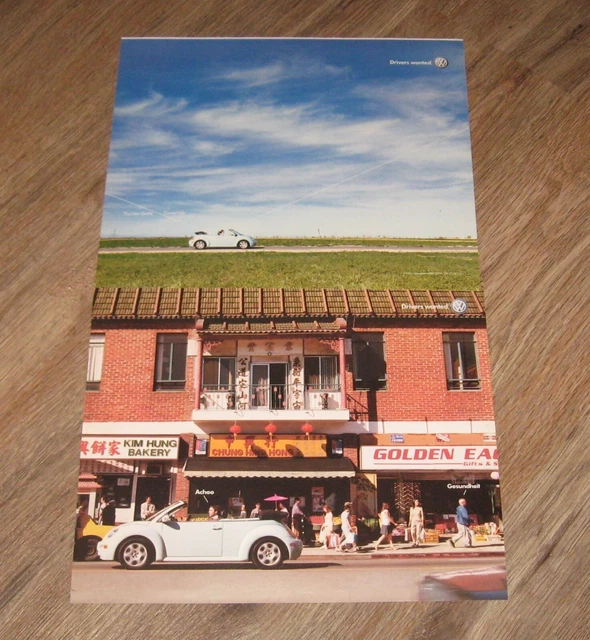 VOLKSWAGEN CAR AD 2003 Beetle Convertible Blue TWO magazine pages ...