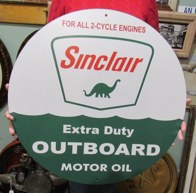 VINTAGE STYLE 1930'S SINCLAIR OUTBOARD MOTOR OIL SIGN 23 INCHES ...