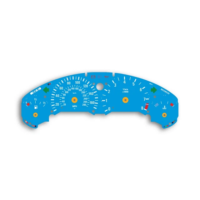 BMW E36 M3 Light Blue Instrument Cluster Replacement Gauge Faces 160 ...