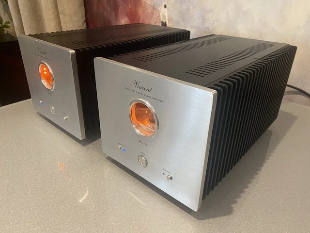 PAIR OF VINCENT SP-T100 Mono Block Valve/Transistor Hybrid Amplifier ...