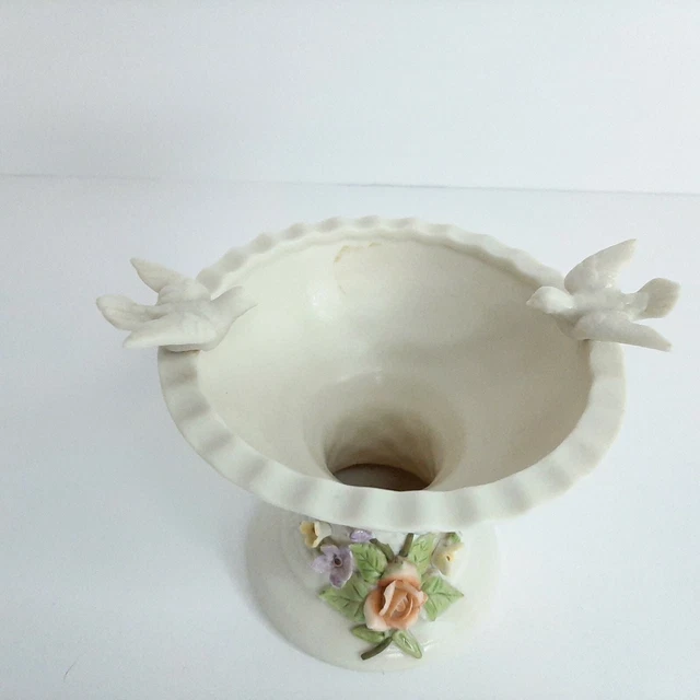 ANTIQUE/VINTAGE LEFTON BONE China Bird Bath KW8243 Japan Doves ...