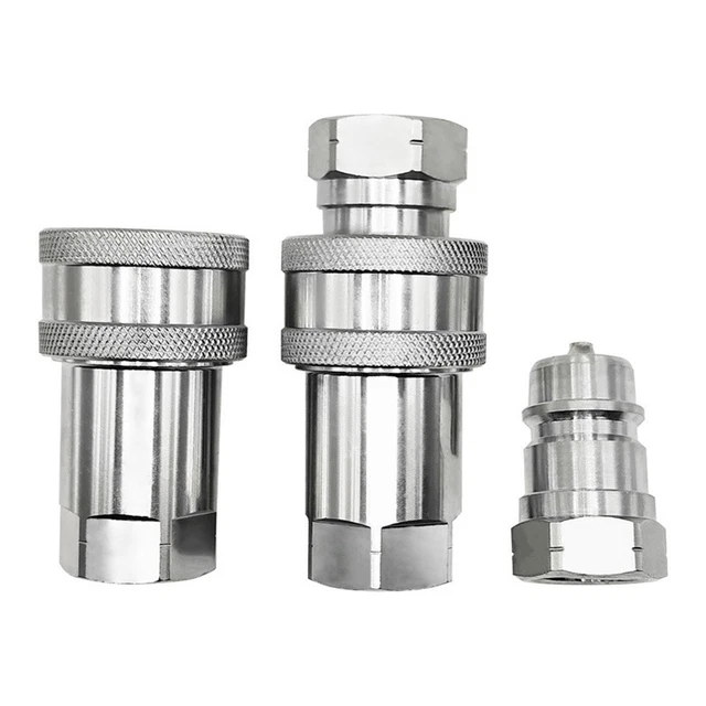 HIGH PRESSURE 3/8& 1/4" NPT Threaded Hydraulic Quick Coupler Tractor ...