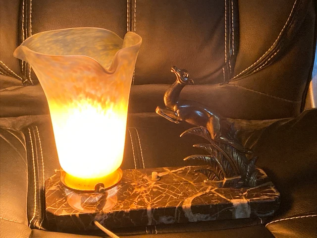 LAMPE ART DÉCO Tulipe Pâte De verre Signé Vianne Et Tedd Sur Le Chamois ...