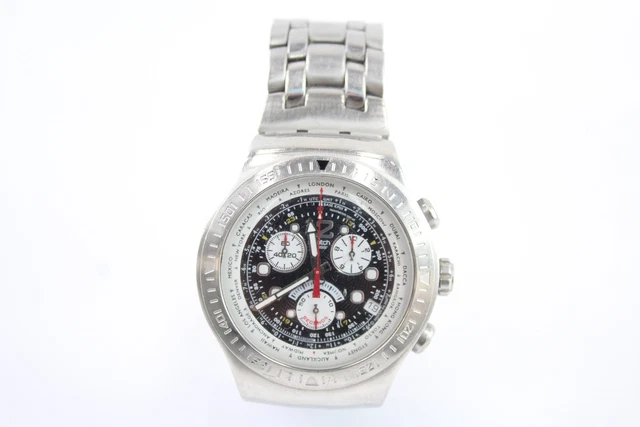 MENS SWATCH IRONY ETA V8 Chronograph Steel Watch Quartz Working £4.20 ...