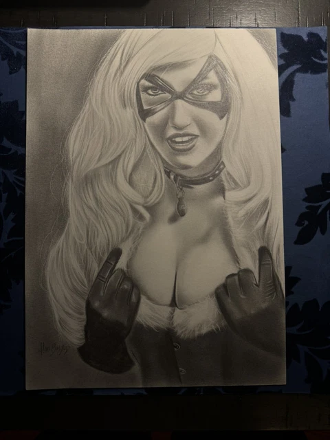 ORIGINAL COMIC ART Sexy Black Cat 8x12 Drawing Sketch Pinup Signed $17.76 - PicClick CA