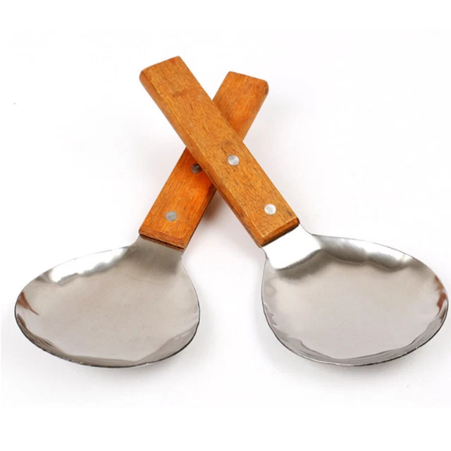 CUCCHIAIO PER SERVIRE Il Riso Da Minestra Cinesi Domestico Manico Legno ...