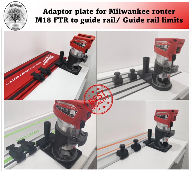 ADAPTOR MILWAUKEE ROUTER M18 FTR to guide rail track groove Made in UK ...