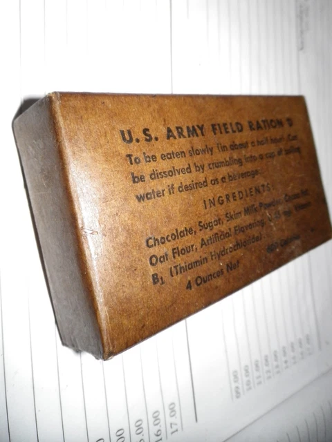 US ARMY FIELD Ration D Hershey's Chocolate Bar WW2 $250.00 - PicClick AU