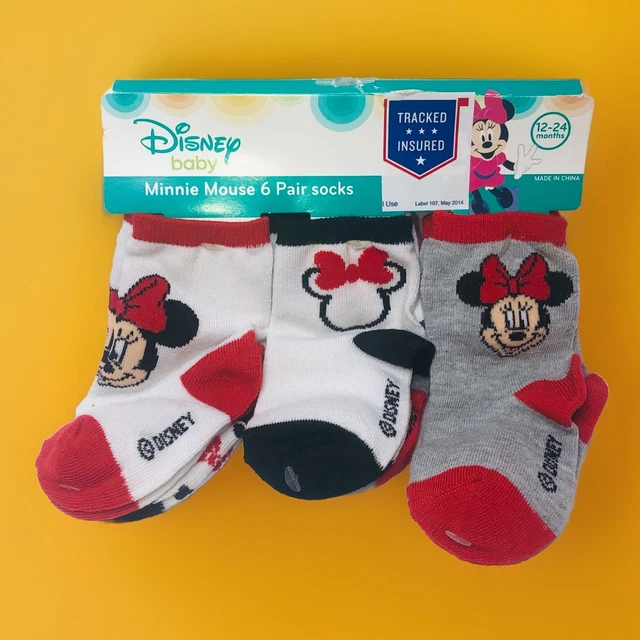 DISNEY BABY SOCKS 6 PAIRS MINNIE MOUSE 12 - 24 MONTHS ( Polkadots ...