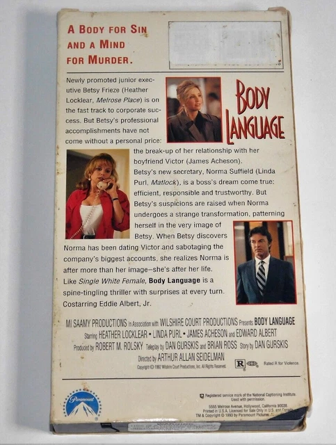 BODY LANGUAGE HEATHER Locklear VHS Linda Purl RARE £11.45 - PicClick UK