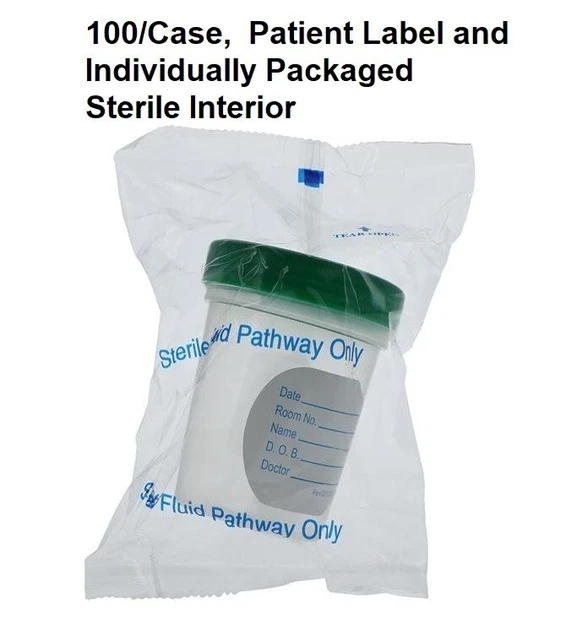 100, STERILE URINE Specimen Container Cup 4 oz Sample Collection Screw ...