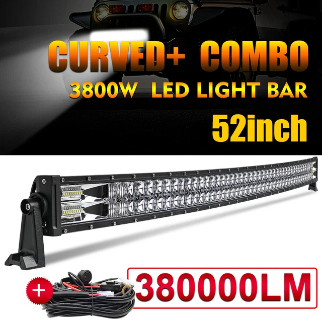 52 INCH LED Light Bar Curved Flood Spot Combo Truck Roof Driving 4x4 ...
