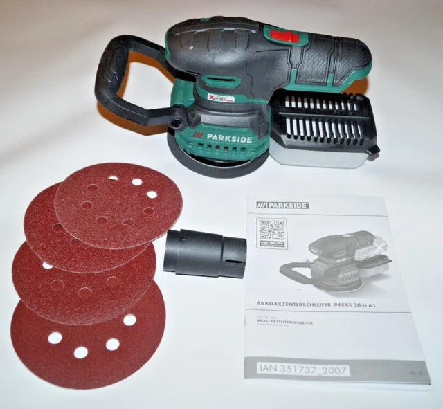 PARKSIDE AKKU-EXZENTERSCHLEIFER PAEXS 20-Li A1 Grinder Orbital Sander ...