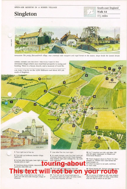 SINGLETON SUSSEX VINTAGE Walking Route & Map circa 1975 #64 £3.49 ...