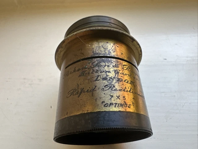 A PERKEN SON & Rayment Rapid Rectilinear Brass Lens, "7 x 5 Optimus ...