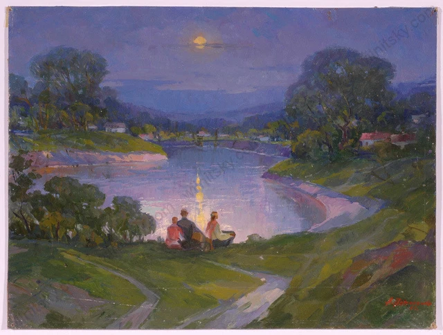 ANDREI POTAPENKO (NÉ en 1925), « Nuit au Dniepr », peinture à l'huile, 1961 EUR 546,76 - PicClick FR