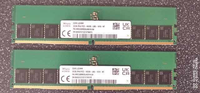 SK-HYNIX HMCG88MEBUA081N 64GB DDR5 4800MT/s Non ECC Memory RAM DIMM 64GB -2x32GB £159.00 ...