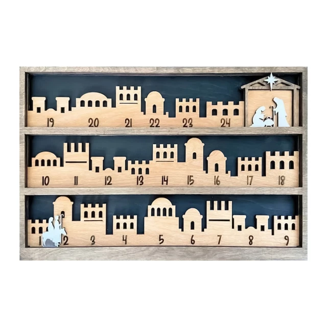 NATIVITY SCENE ADVENT Calendar 2025-25 Days Movable Characters, Wooden ...