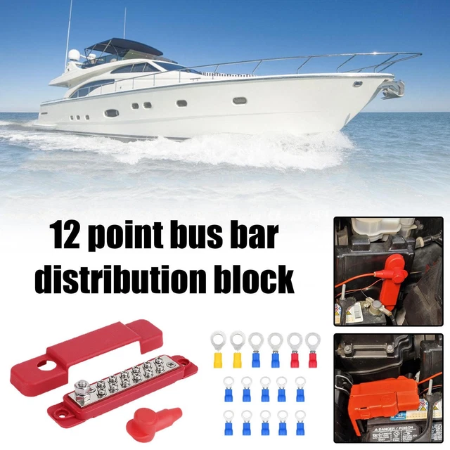 12 POINT BUSBAR Bus Bar Power Distribution Block 180A 48V DC - Red, $19 ...
