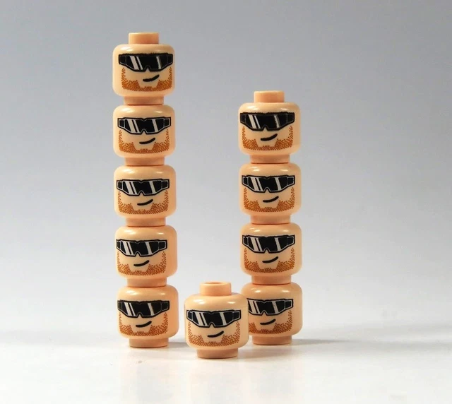 10 CUSTOM HEADS Tan Skin Color for LEGO® Figures Police Officer Soldier ...