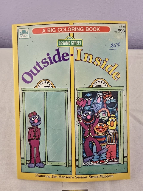 VINTAGE GOLDEN SESAME Street Outside Inside Coloring Book Elmo Bert ...