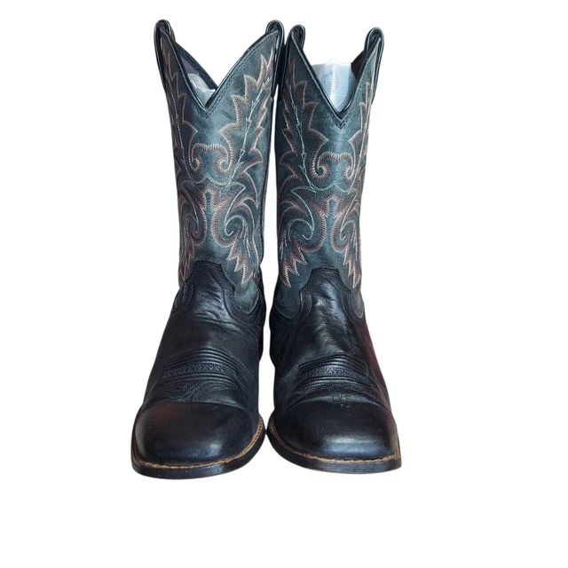 DURANGO MEN'S COWBOY Boots Gray Shaft/Black Vamp Leather Embroide Size ...