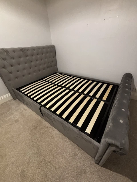 ASPIRE GREY VELVET Double Sleigh Style Ottoman Bed Frame £208.70 ...