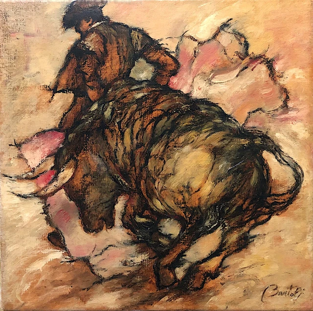 TABLEAU PEINTURE À l'huile painting tauromachie bull fight EUR 85,00 ...