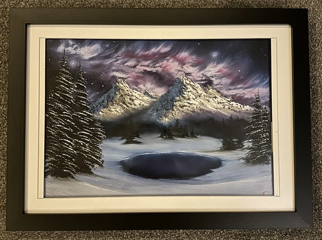 ORIGINAL MOUNTAIN LANDSCAPE oil painting (11x14 Inch Canvas) Bob Ross ...