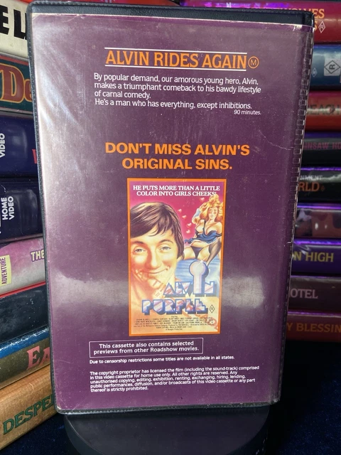 ALVIN RIDES AGAIN VHS Roadshow Alvin Purple Sequel Nice Find £80.65 ...