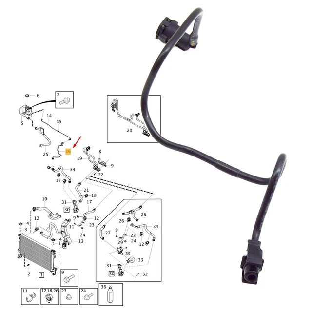 EXPANSION TANK BLEEDER Hose for Volvo For XC90 For XC60 2014 Onward ...
