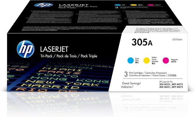 HP 305A 3-PACK Cyan/Magenta/Yellow Original LaserJet Toner Cartridges £ ...