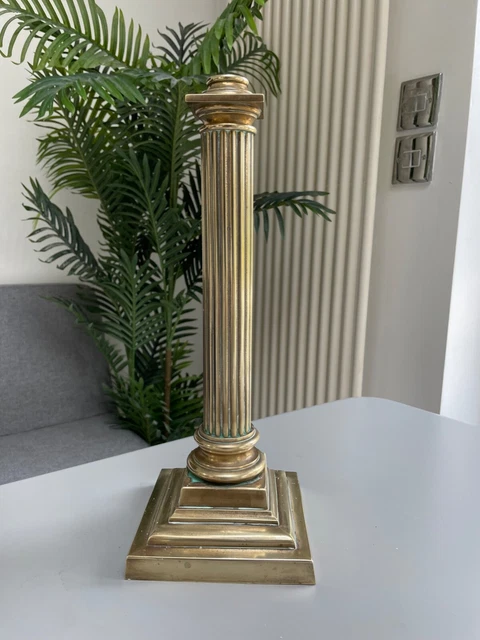ANTIQUE HINKS BRASS oil lamp base reeded column £58.00 - PicClick UK