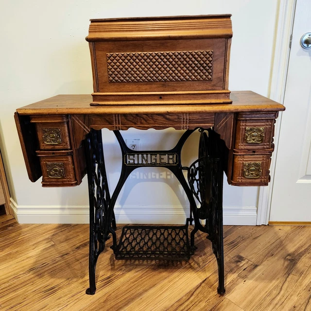 ANTIQUE 1896 Singer Treadle Sewing Machine Fully Tested Complete Sews ...