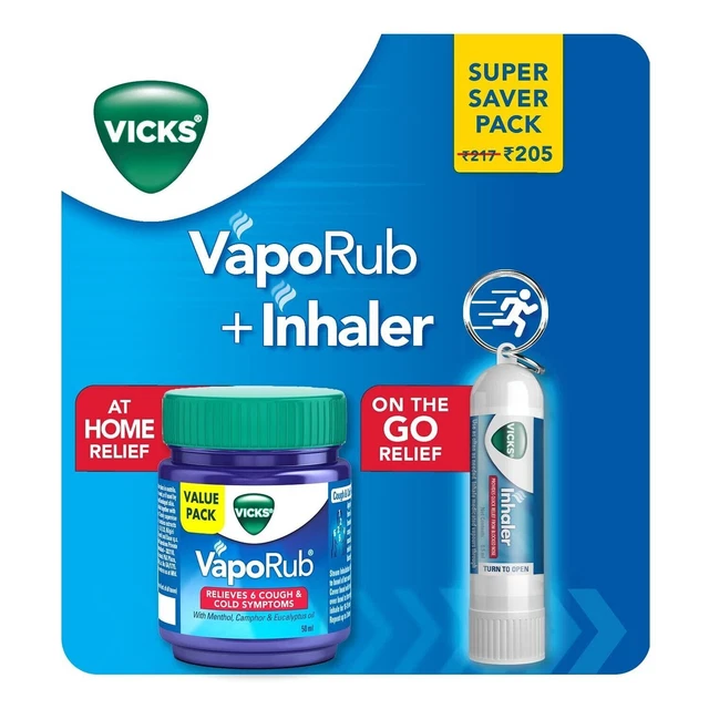 VICKS VAPORUB + Inhaler Super Saver Pack pour le rhume, la congestion ...
