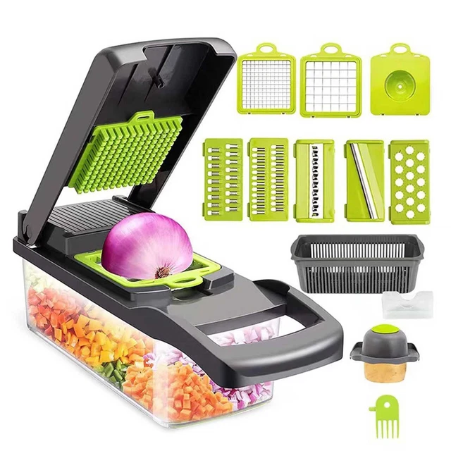 16-IN-1 MANUAL VEGETABLE Chopper Space Saving Slicer for Onion Potato ...