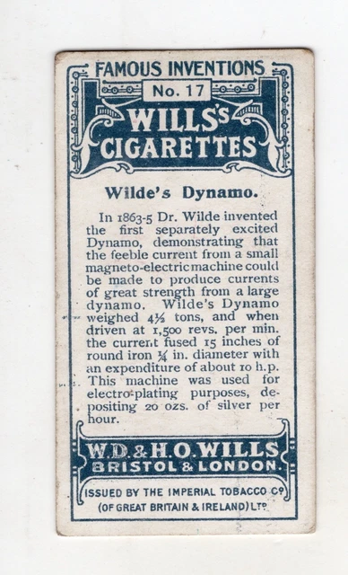 FAMOUS INVENTIONS CARD #17 Henry Wilde’s Dynamo 1863 England $4.99 ...