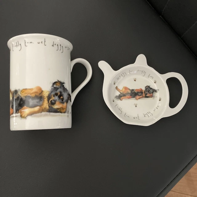 THE LEONARDO COLLECTION WAGGY SCRUFFY TOES Dog Bees SHEPARD Mug & Spoon ...