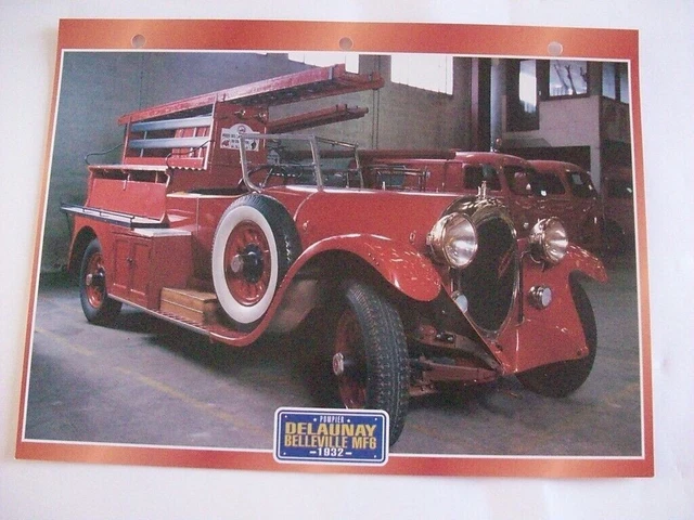 CARTE FICHE CAMION Pompier Delaunay Belleville Mf6 1932 EUR 2,50 ...